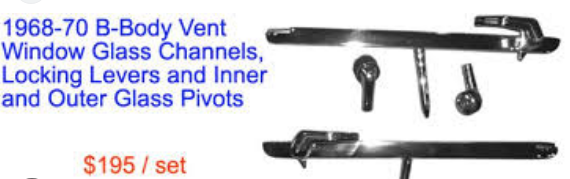 Vent window Lower Glass Channel with Pivots 68-70 B Body | Roseville ...